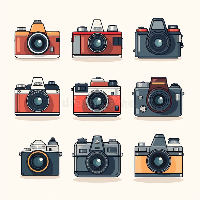 Set of Photo Camera Icons. Flat Design. Vector Illustration Stock ...
