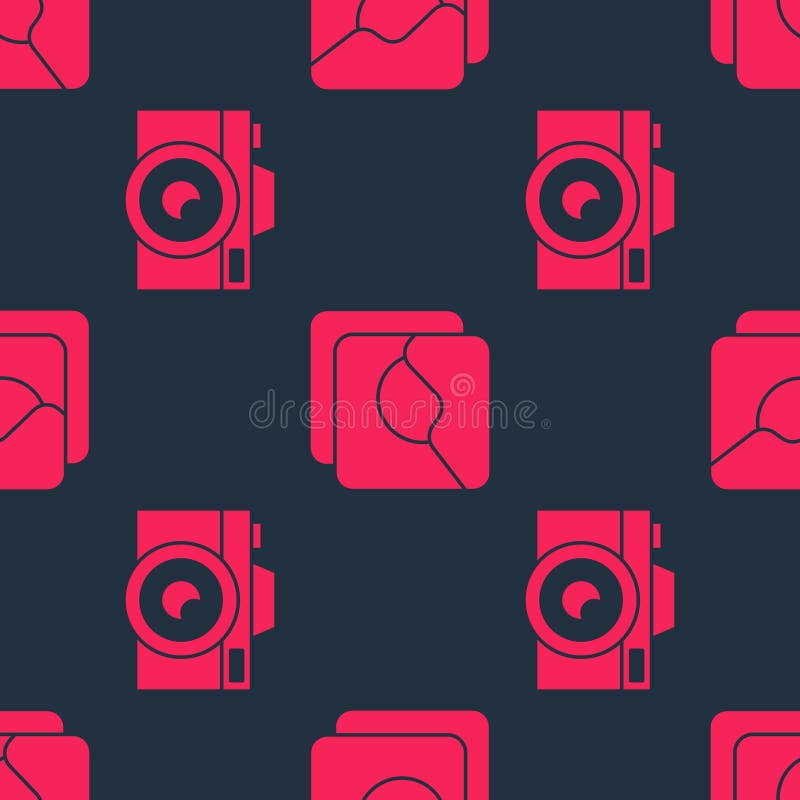 Set Photo Camera and Photo on Seamless Pattern. Vector Stock ...