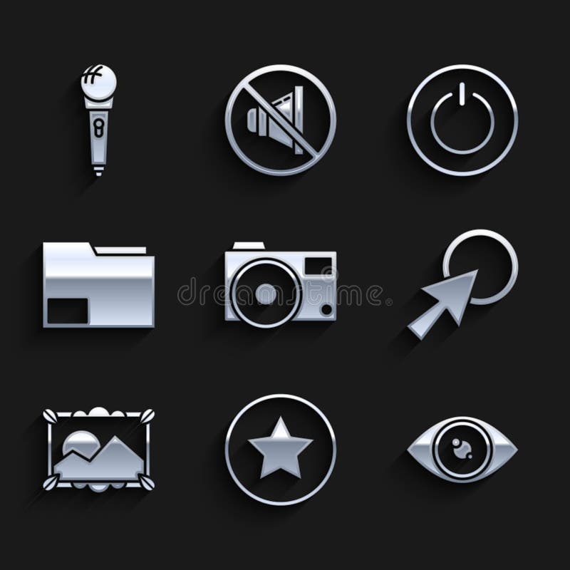 Set Photo Camera, Star, Eye, Arrow Cursor, Picture Landscape, Document ...