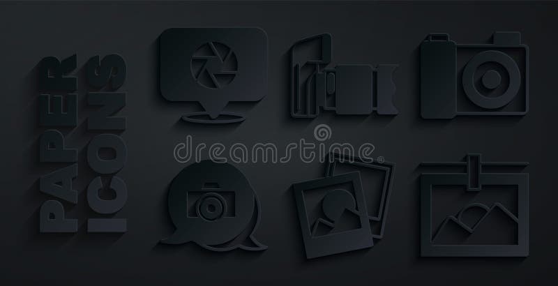 Set Photo Frame, Camera, and Camera Shutter Icon. Vector Stock ...