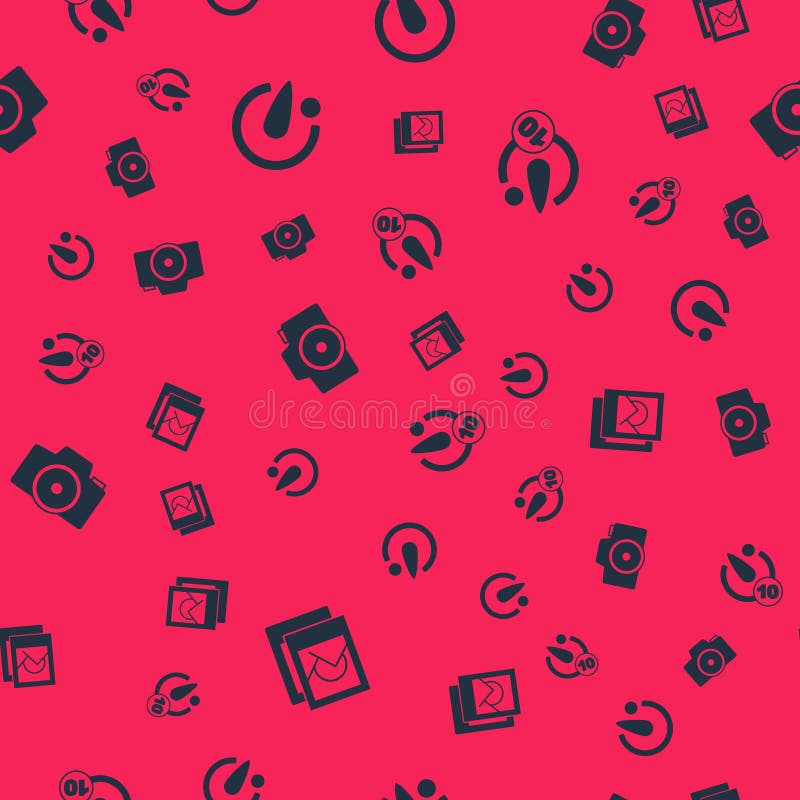 Set Photo Frame, Camera Timer, Camera and on Seamless Pattern. Vector ...