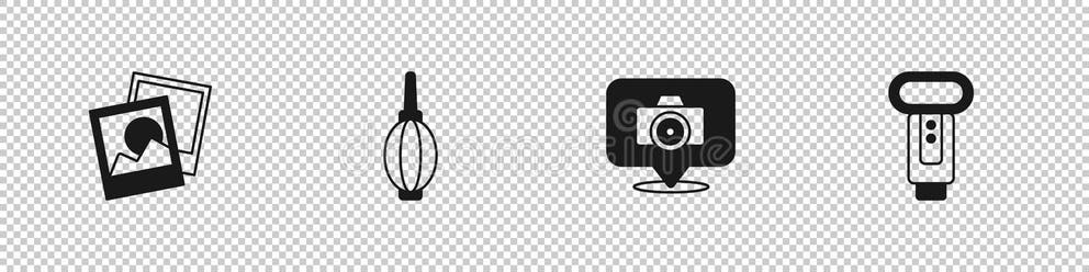 Set Photo Frame, Dust Blower, Camera and Flash Icon. Vector Stock ...
