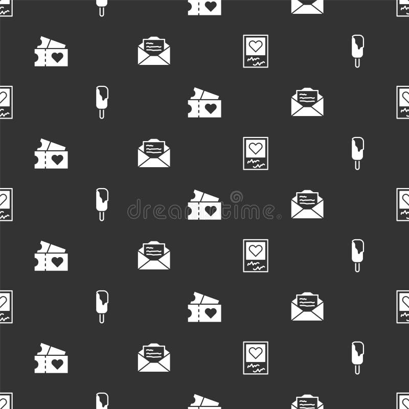 Set Photo Frames and Hearts, Ice Cream, Love Ticket and Greeting Card ...