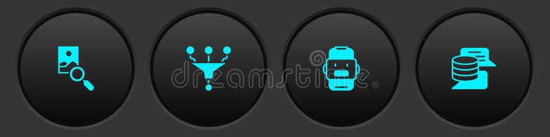 Set Photo Retouching, Funnel or Filter, Chat Bot and Server, Data Icon ... Set Photo Retouching, Funnel or Filter, Chat Bot and Server, Data Icon ...