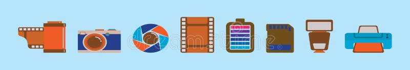Set of Photography Element Cartoon Icon Design Template with Various ...