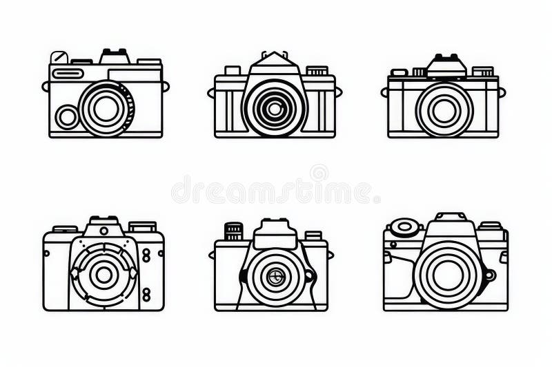 Set of Photography Logo Design with Camera Line Art Icon Vector ...