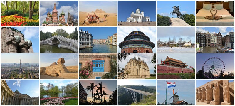 A Set of Photos from Different Countries Stock Photo - Image of ...