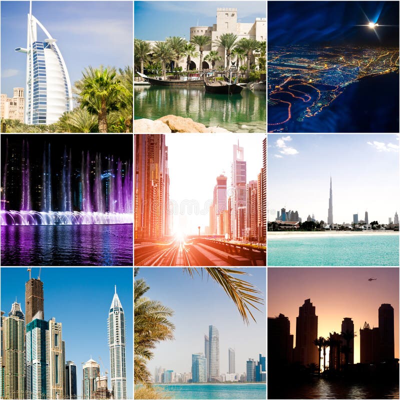 UAE Collage, United Arab Emirates Stock Image - Image of dubai, mosque ...