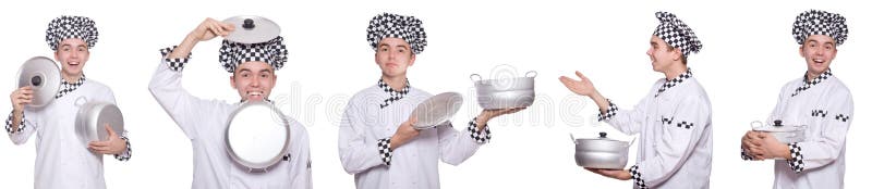 The Set of Photos with Funny Cook Stock Image - Image of food, ladle ...