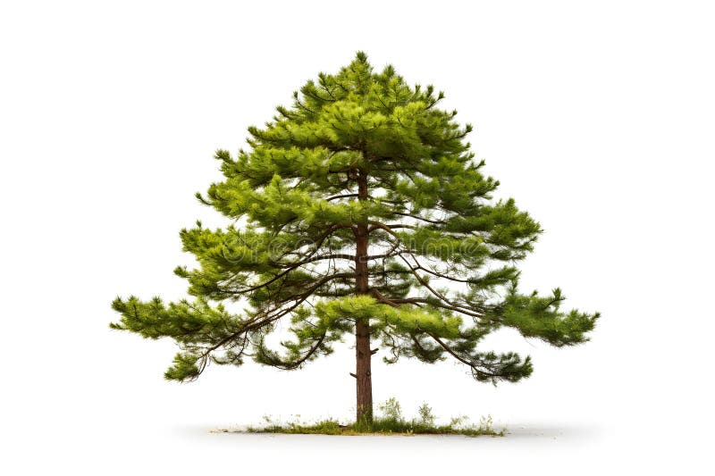 Set of Photos of Pine Trees, Colorful, Big Trees, White Background ...