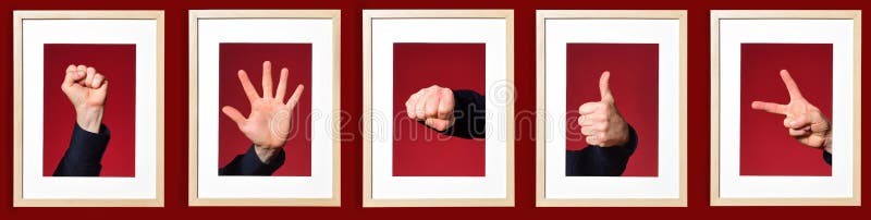 Set of Photos of Signs with Hands Stock Image - Image of signs, group ...