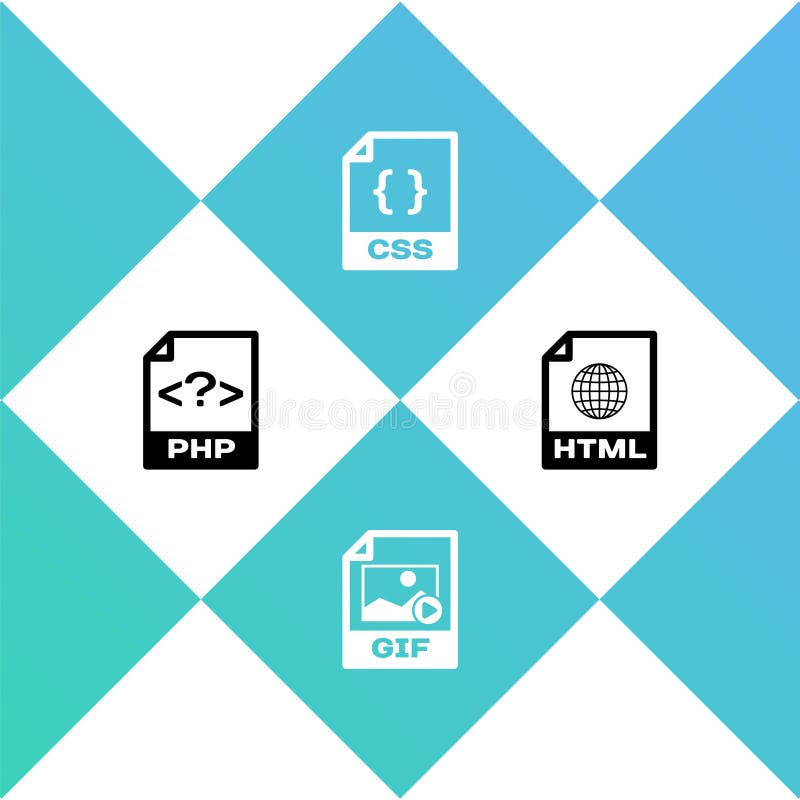 Set PHP File Document, GIF, CSS and HTML Icon. Vector Stock ... Set PHP File Document, GIF, CSS and HTML Icon. Vector Stock ...