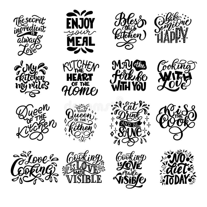 Lettering for the Kitchen - Cooking is Love Stock Vector - Illustration ...