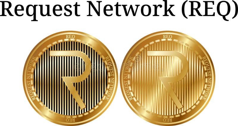 Set of Physical Golden Coin Request Network REQ Stock Vector ...