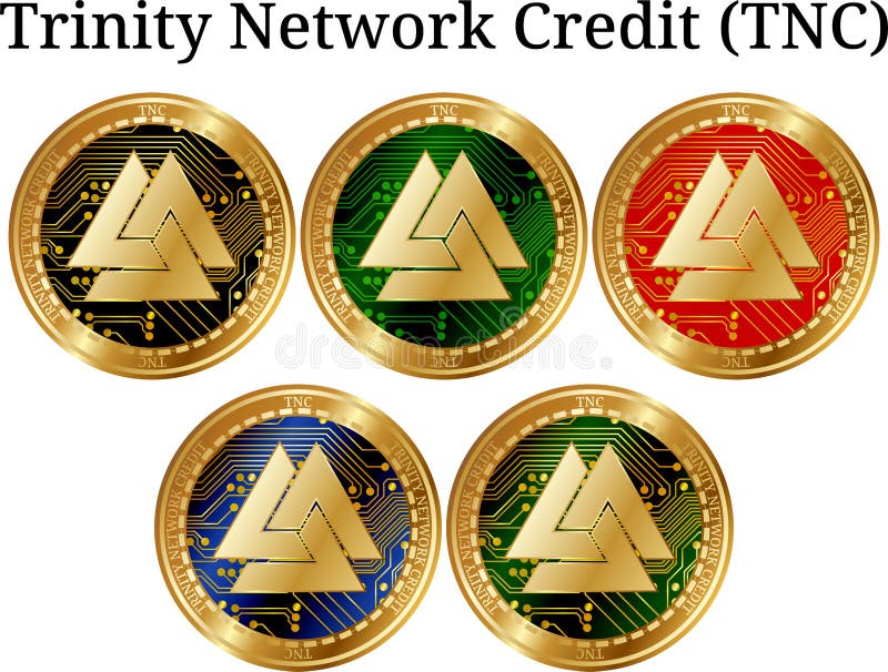 Set of Physical Golden Coin Trinity Network Credit TNC Stock Vector ... Set of Physical Golden Coin Trinity Network Credit TNC Stock Vector ...