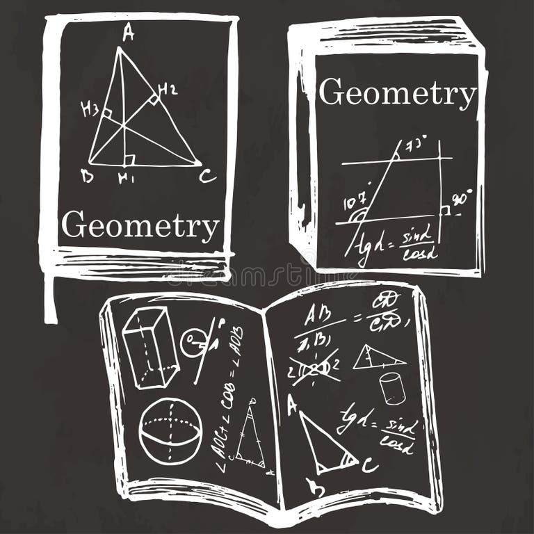 Set of Physics Textbook, Workbook on School Board. Freehand Draw Stock ...