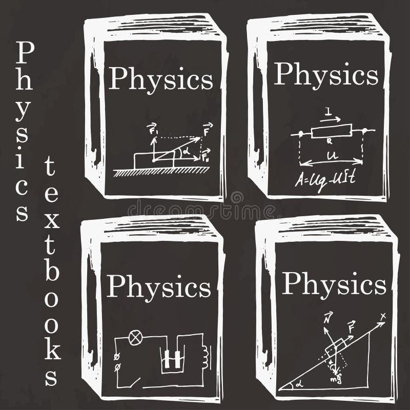 Set of Physics Textbooks on School Board. Freehand Drawing Stock Vector ...