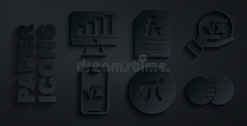 Set Pi Symbol, Square Root of X Glyph, Mathematics Sets a and B ...