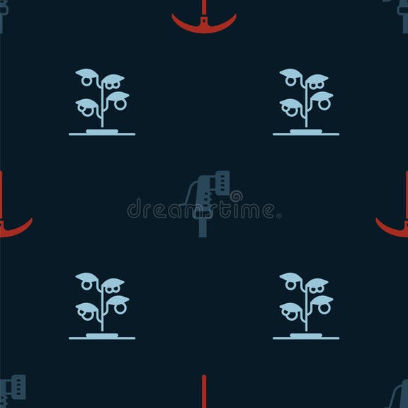 Set Pickaxe, Garden Hose and Sprout on Seamless Pattern. Vector Stock ...
