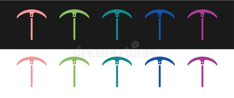 Set Pickaxe Icon Isolated on Black and White Background. Vector Stock ...