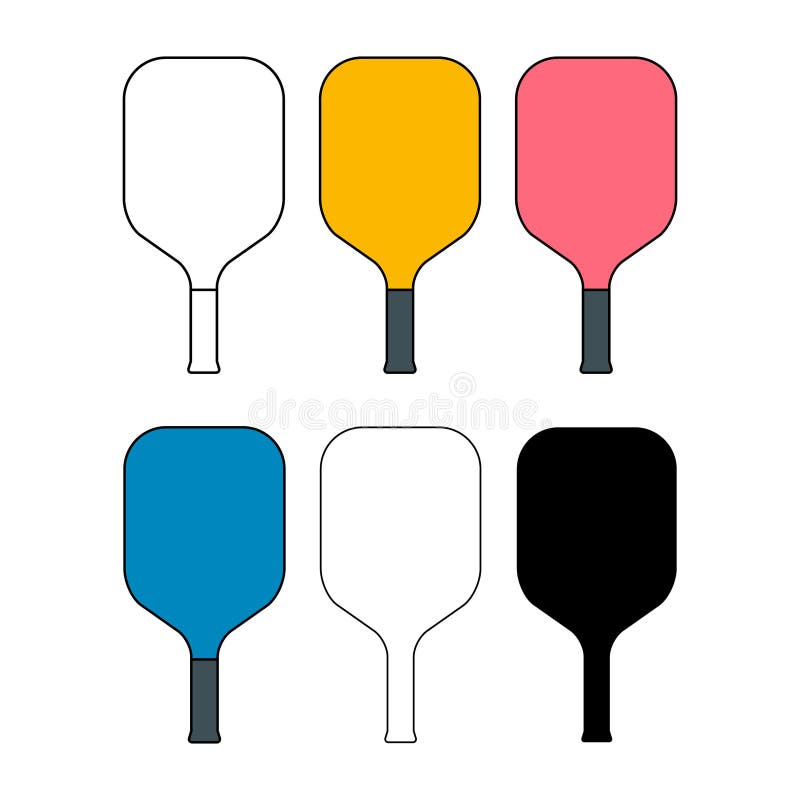 Set of Pickleball Racket Sport, Indoor Paddle Icon, Web Flat Symbol ...