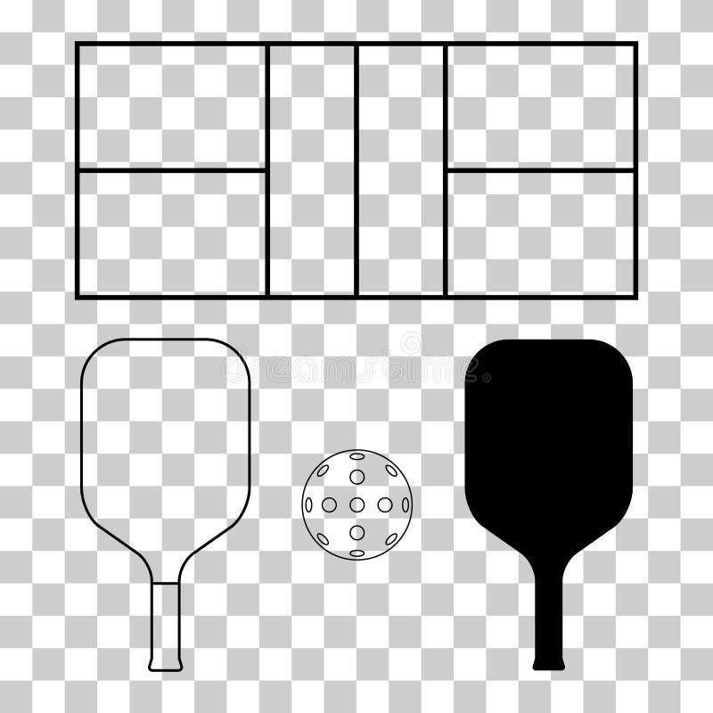 Set of Pickleball Racket Sport, Indoor Paddle Icon, Web Flat Symbol ...