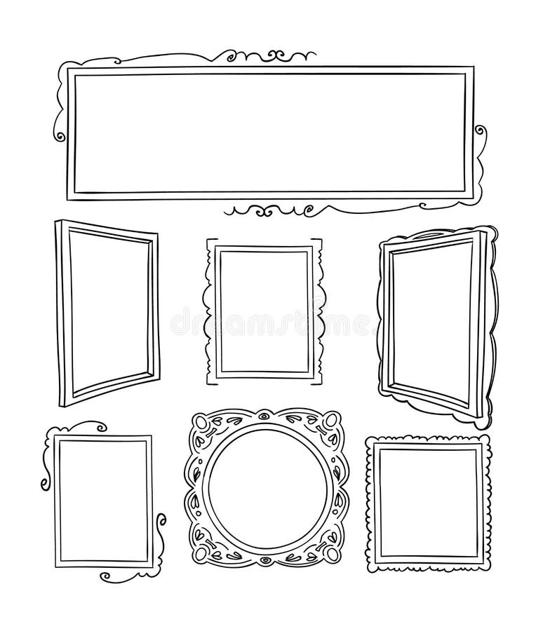 Set Picture Frames, Hand Drawn Vector Illustration. Stock Vector ...