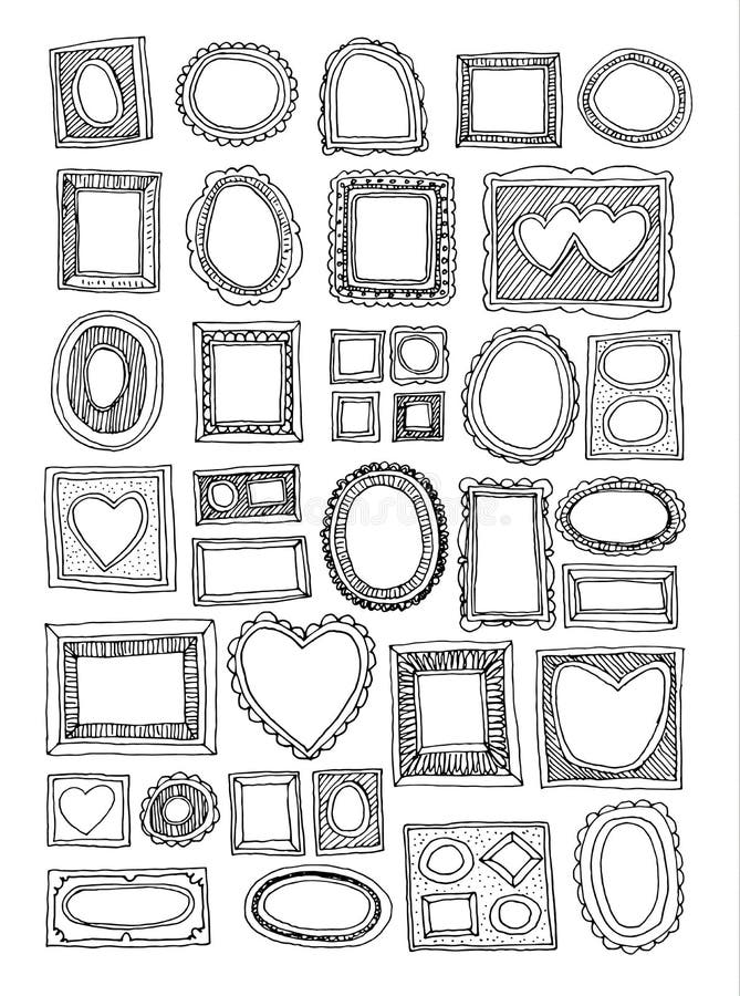 Set Picture Frames, Hand Drawn Vector Illustration. Stock Vector ...