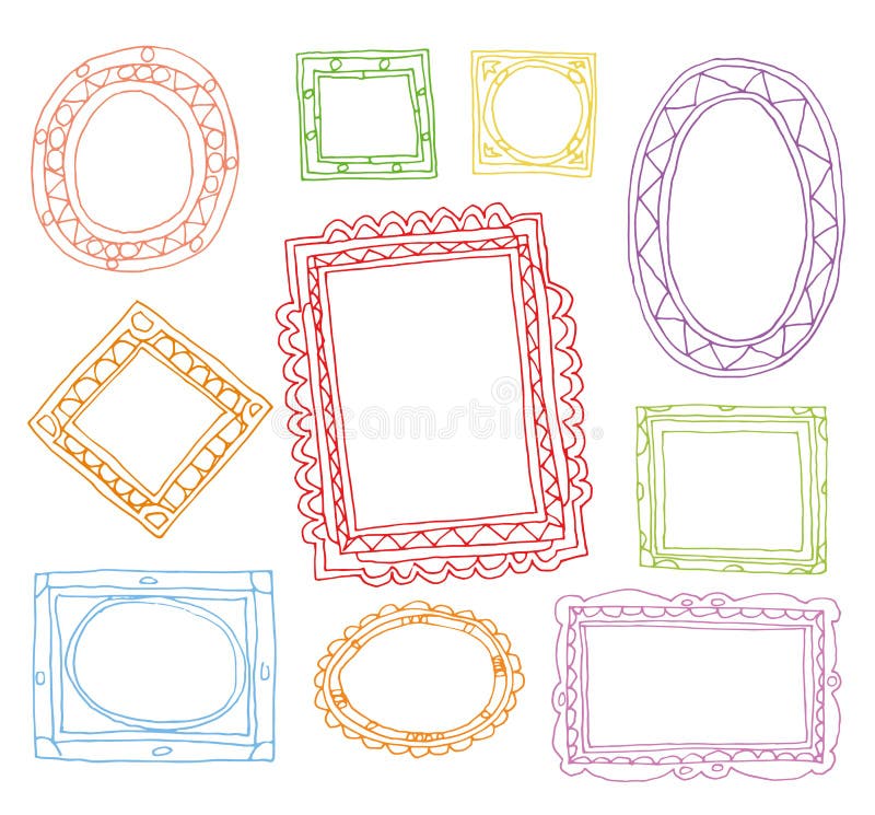 Set Picture Frames, Hand Drawn Vector Illustration. Stock Vector ...