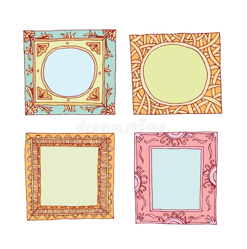 Set Picture Frames Portrait, Hand Drawn Illustration Stock Vector ...