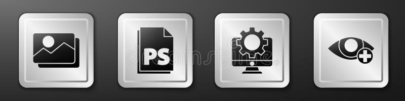 Set Picture Landscape, PS File Document, Computer Monitor and Gear and ...