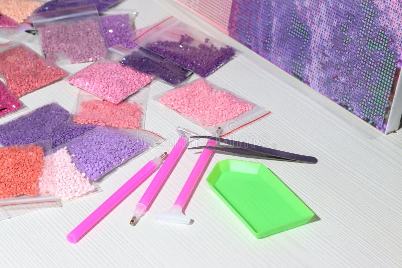 A Set for a Picture of Rhinestones. Diamond Mosaic Stock Image - Image ...