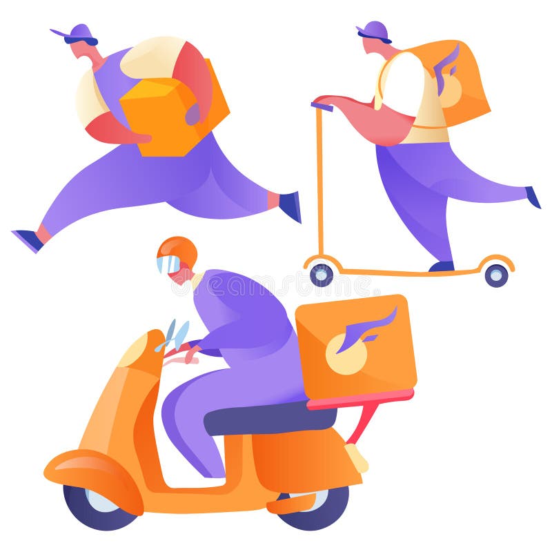 Set of Pictures of Delivery Types on a White Background. Delivery of ...