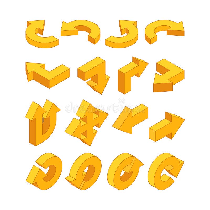 Set Pictures of Isometric Arrows in Various Direction Stock Vector ...