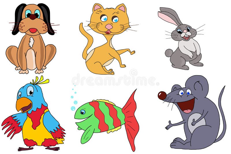 Cartoon pets collection stock vector. Illustration of cute - 9281804