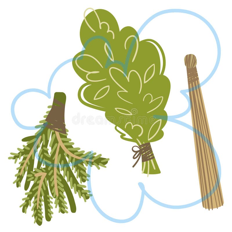 Set of Pictures on the Theme of Taking Steam in the Bath. Vector ...