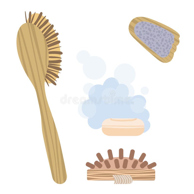 Set of Pictures on the Theme of Taking Steam in the Bath. Vector ...