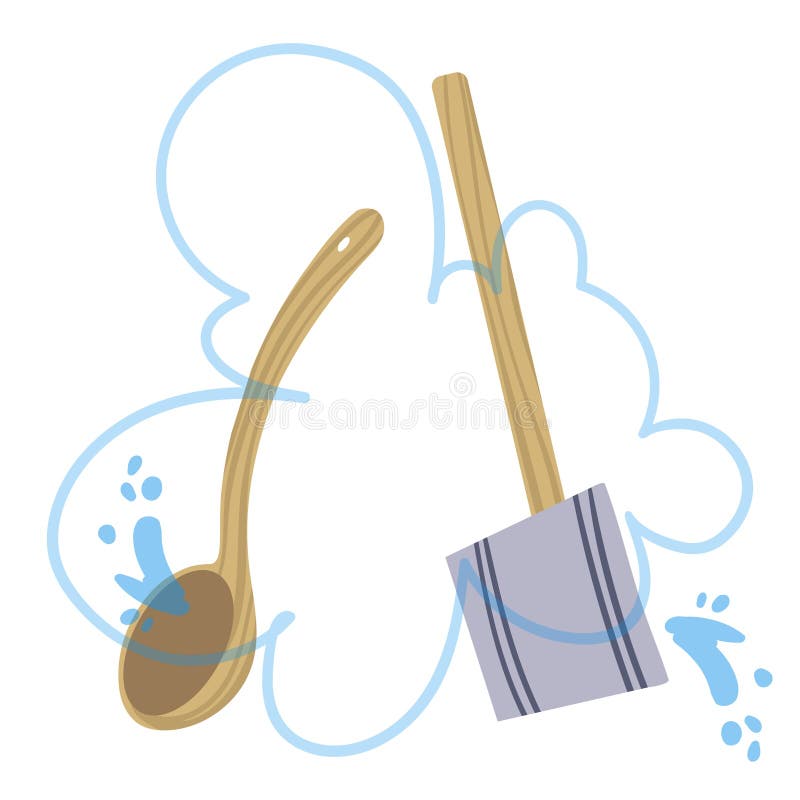 Set of Pictures on the Theme of Taking Steam in the Bath. Vector ...