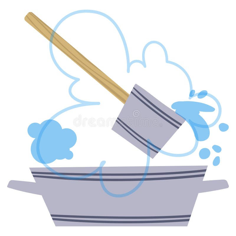 Set of Pictures on the Theme of Taking Steam in the Bath. Vector ...
