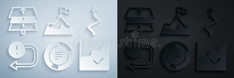 Set Pie Chart Infographic, Arrow, Financial Growth Increase, Mountains ...