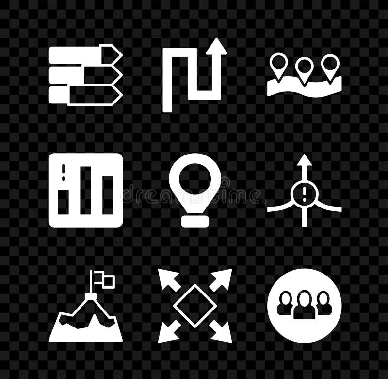 Set Pie Chart Infographic, Arrow, Location, Mountains with Flag, Many ...