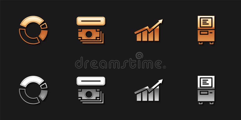 Set Pie Chart Infographic, ATM and Money, Financial Growth Increase and Icon. Vector Stock ...