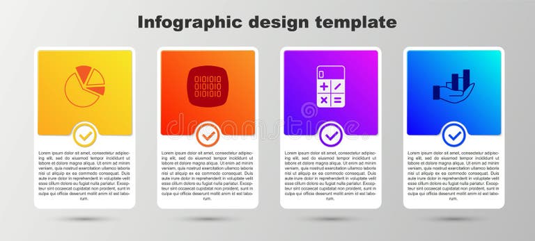 Set Pie Chart Infographic, Binary Code, Calculator and . Business Infographic Template. Vector ...