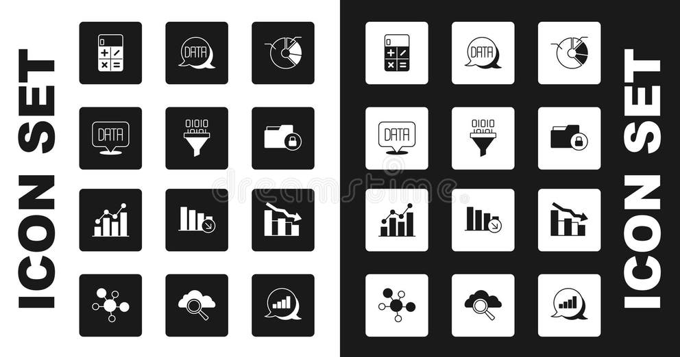 Set Pie Chart Infographic, Binary Code, Data Analysis, Calculator, Folder and Lock, Financial ...