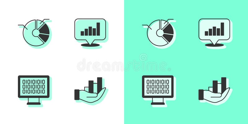 Set Pie Chart Infographic, Binary Code and Icon. Vector Stock Illustration - Illustration of ...