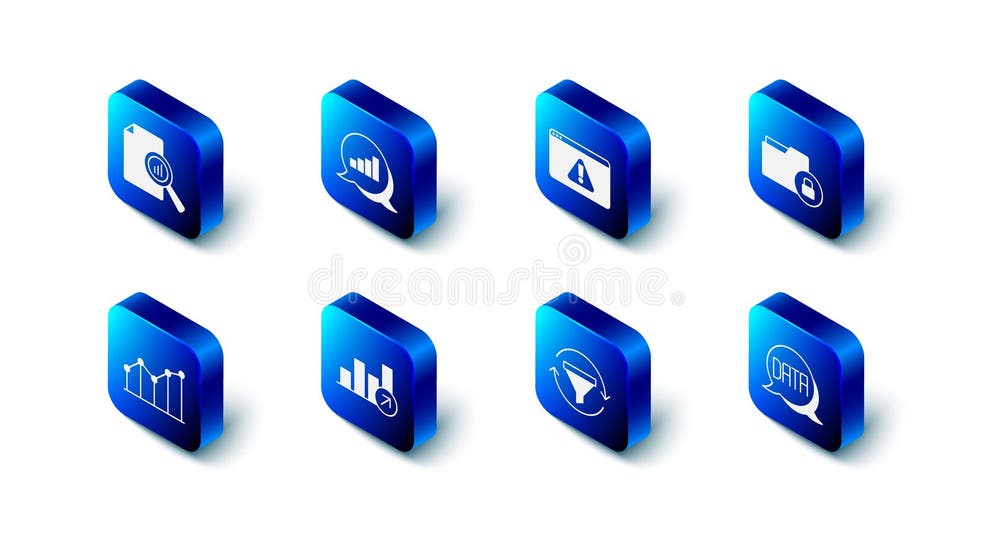 Set Pie Chart Infographic, Browser with Exclamation Mark, Folder and Lock, Data Analysis, Sales ...