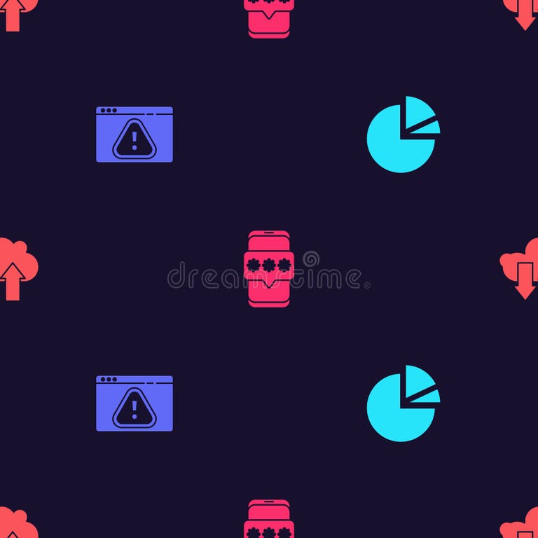 Set Pie Chart Infographic, Browser with Exclamation Mark, Mobile and Password and Cloud Download ...