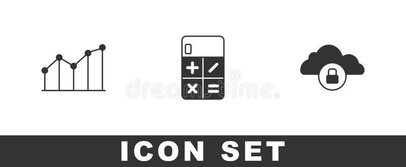 Set Pie Chart Infographic, Calculator and Cloud Computing Lock Icon ... Set Pie Chart Infographic, Calculator and Cloud Computing Lock Icon ...