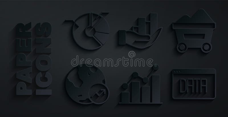 Set Pie Chart Infographic, Coal Mine Trolley, Financial Growth, Data Analysis, and Icon. Vector ...