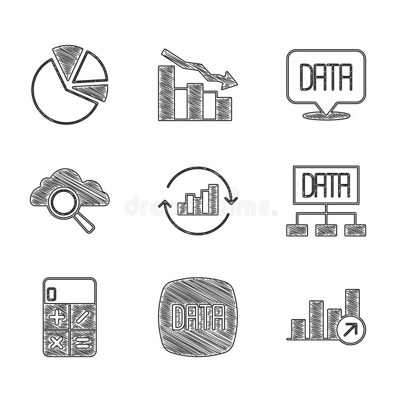 Set Pie Chart Infographic, Data Analysis, Financial Growth, Calculator, Search Cloud Computing ...
